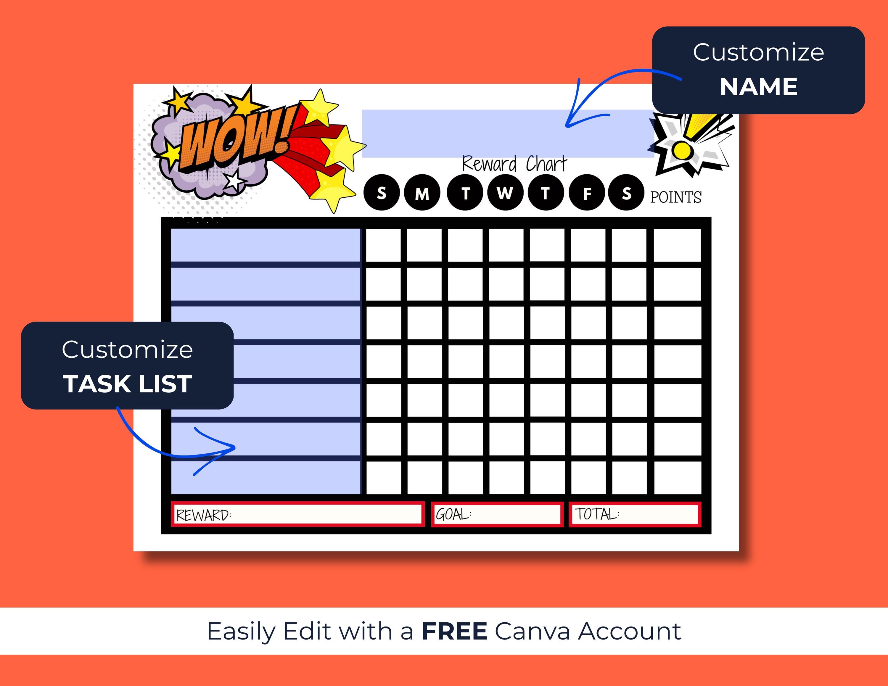 Chore Chart for Kids Printable, Toddler Chore Chart, Digital Download ...