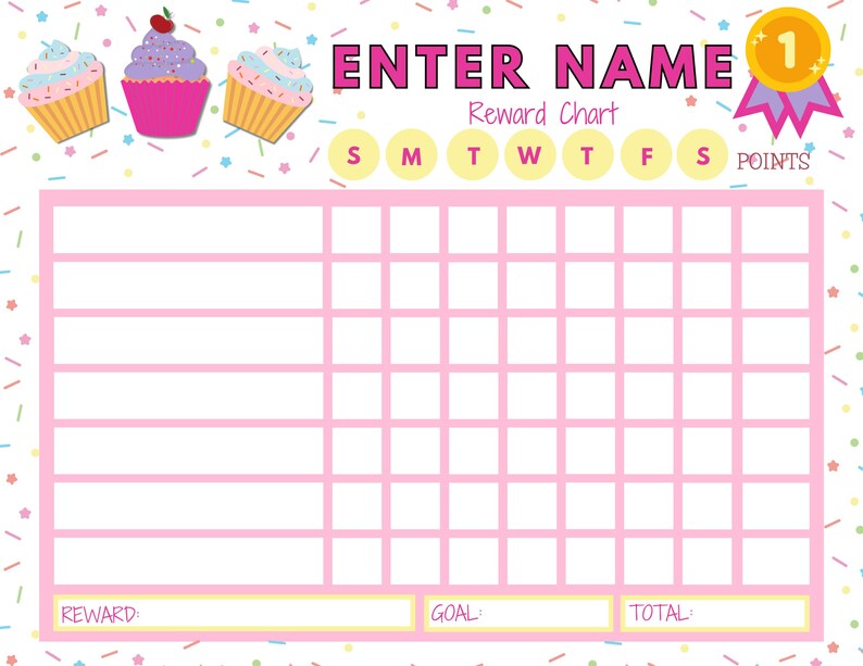 Cupcake Chore Chart for Kids Printable, Toddler Chore Chart, Digital ...