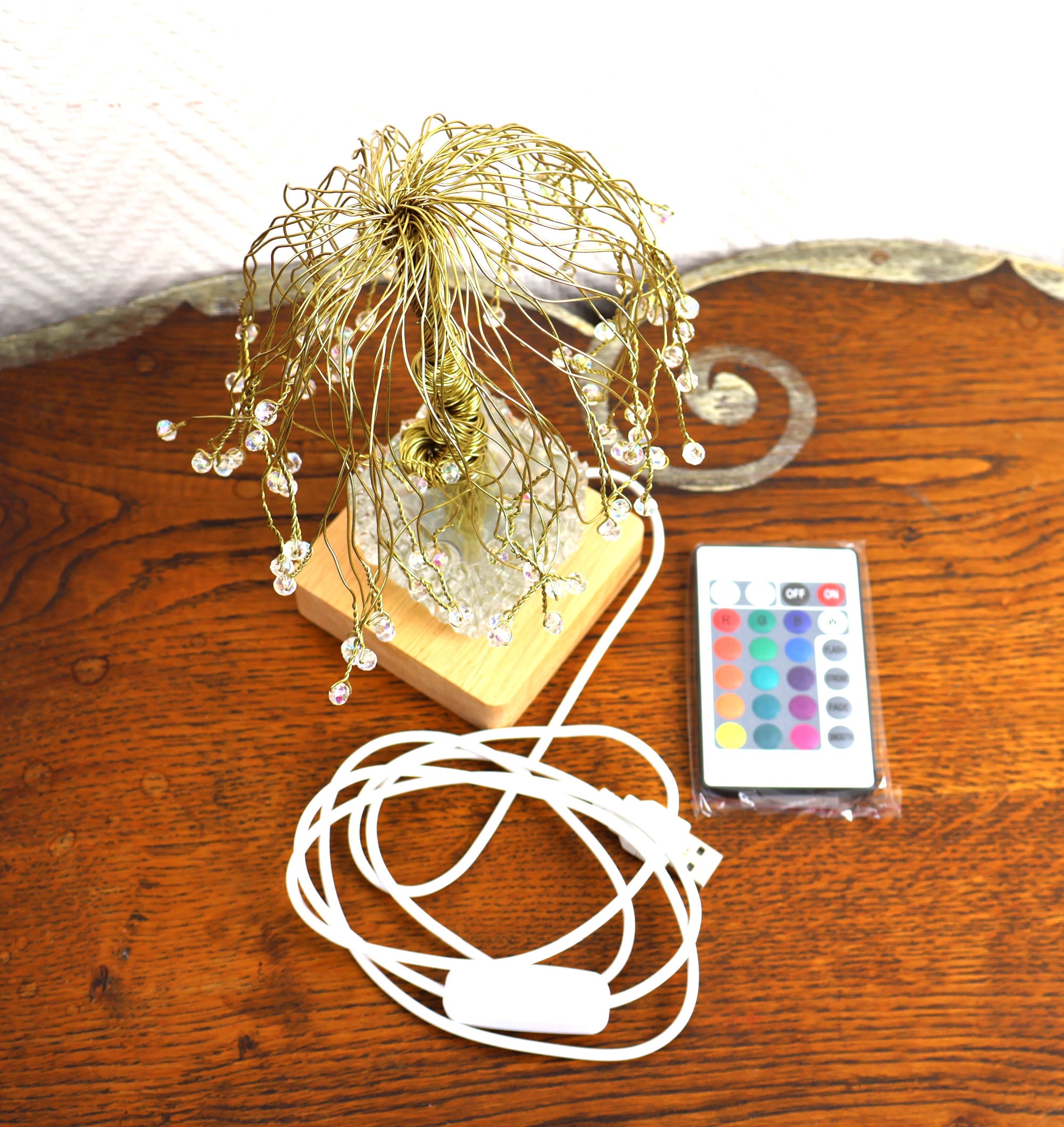 Weeping Willow Wire Tree With Beads and Light Small Lamp - Etsy