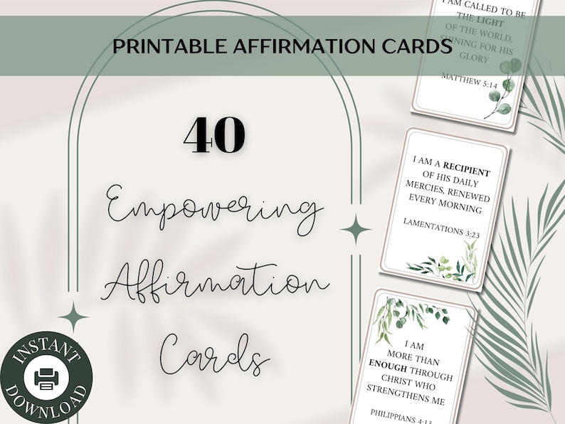 Daily Christian Affirmation Cards, Minimalist Spiritual Inspiration ...
