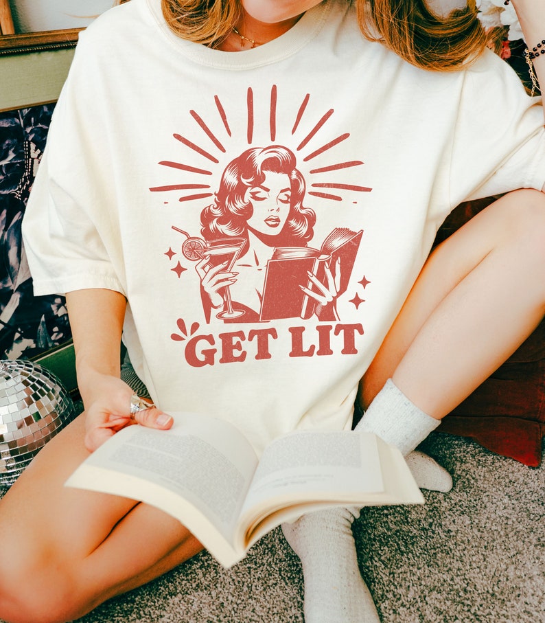 Get Lit Bookish T-shirt: Comfort Colors Oversized Tee - Etsy