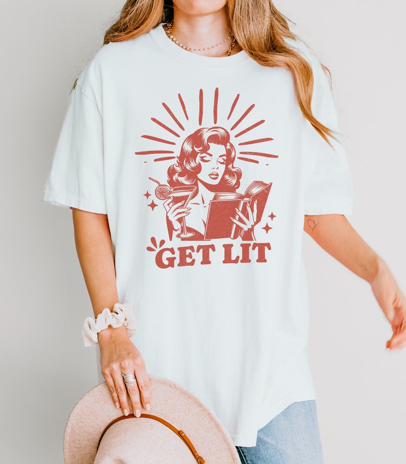 Get Lit Bookish T-shirt: Comfort Colors Oversized Tee - Etsy