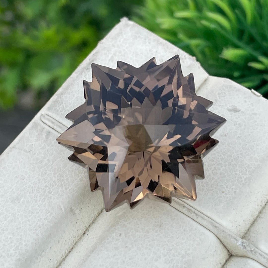 31.45ct, Natural Smoky Quartz Snowflake Cut Gemstones, 20x16mm ...
