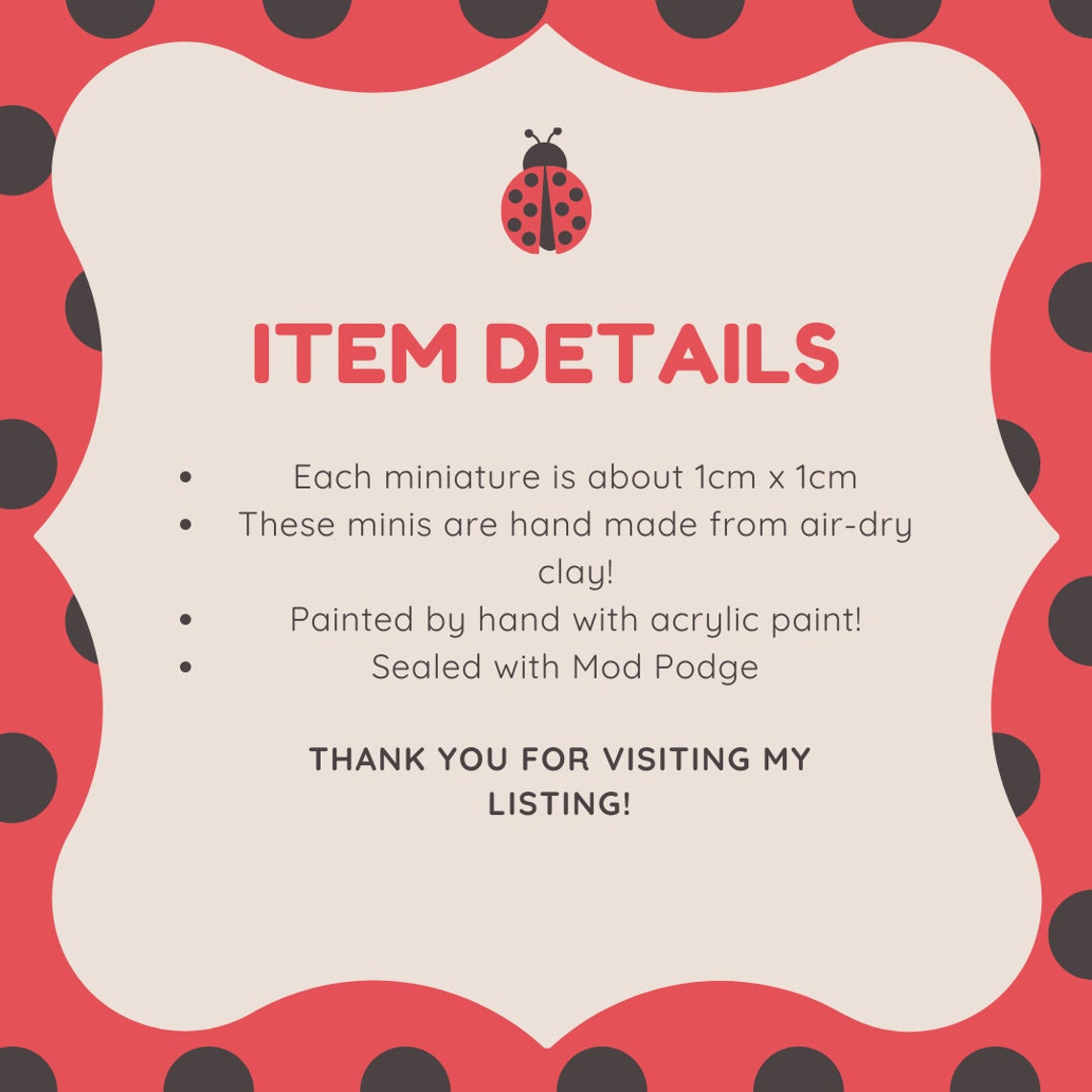 Mini Miniature Clay Ladybugs - Etsy