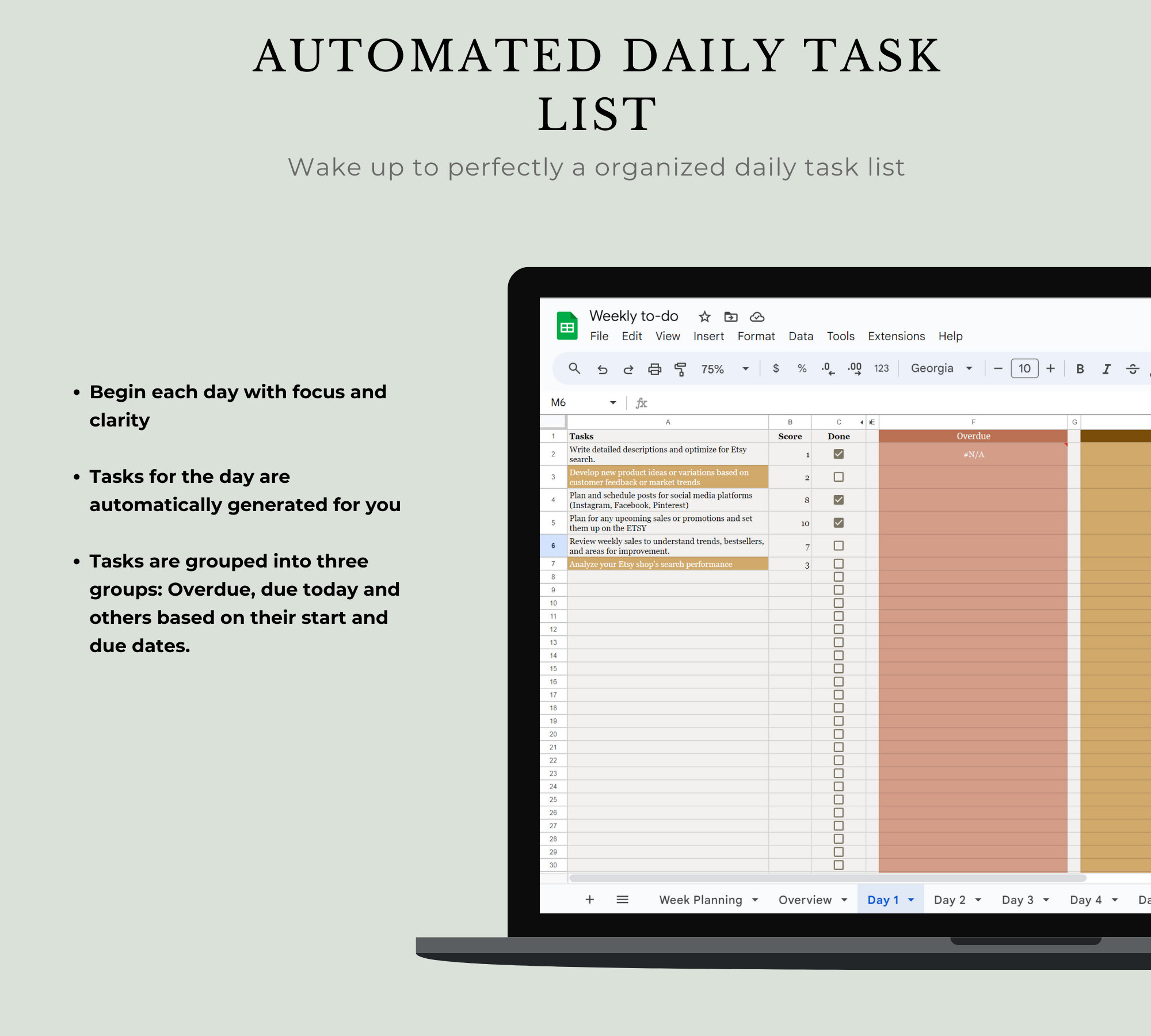 Smart Weekly To-do List Google Sheet Task Manager & Digital ...