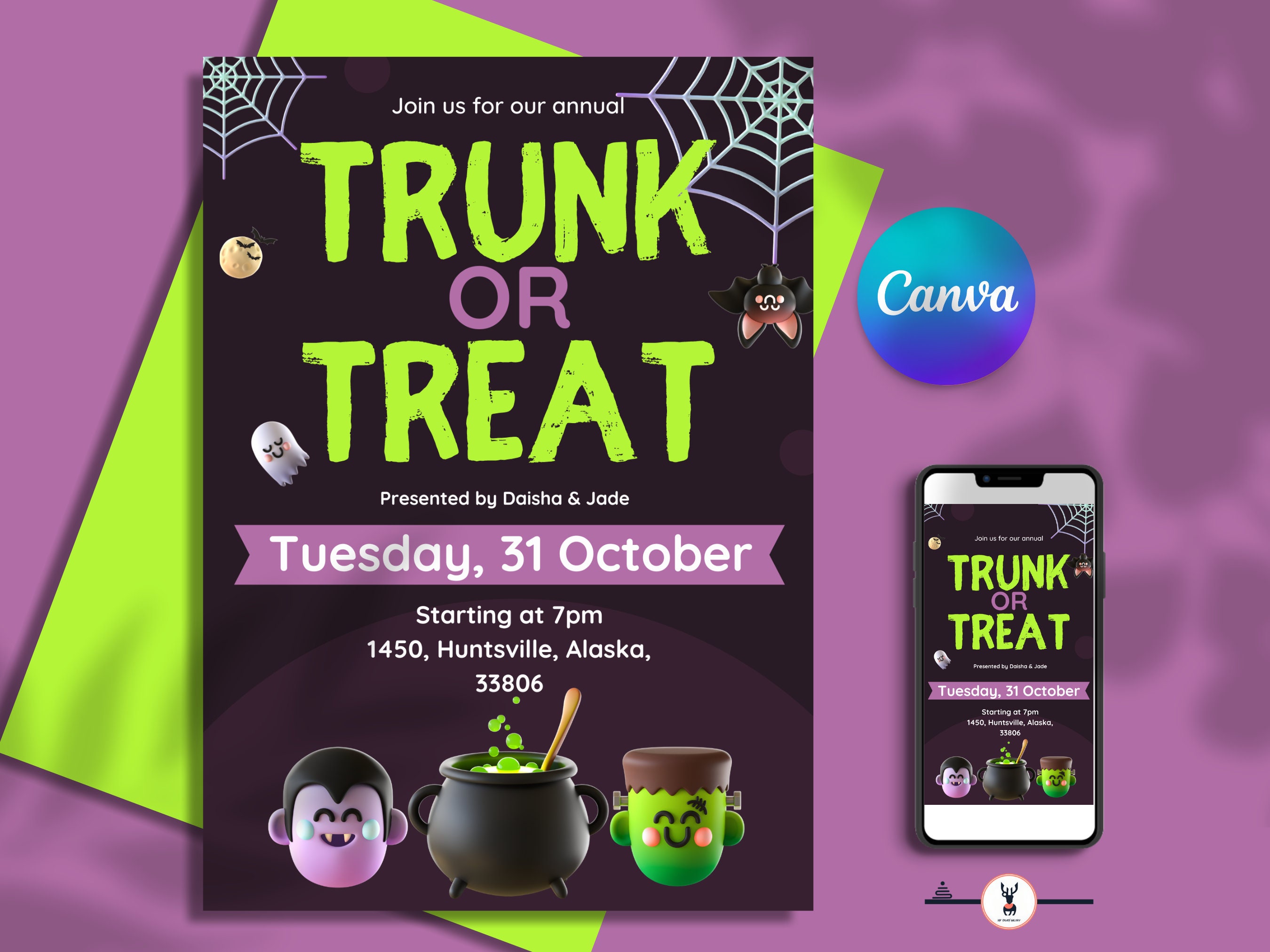 Editable Trunk or Treat Flyer Harvest Festival, Fall Festival, Digital ...