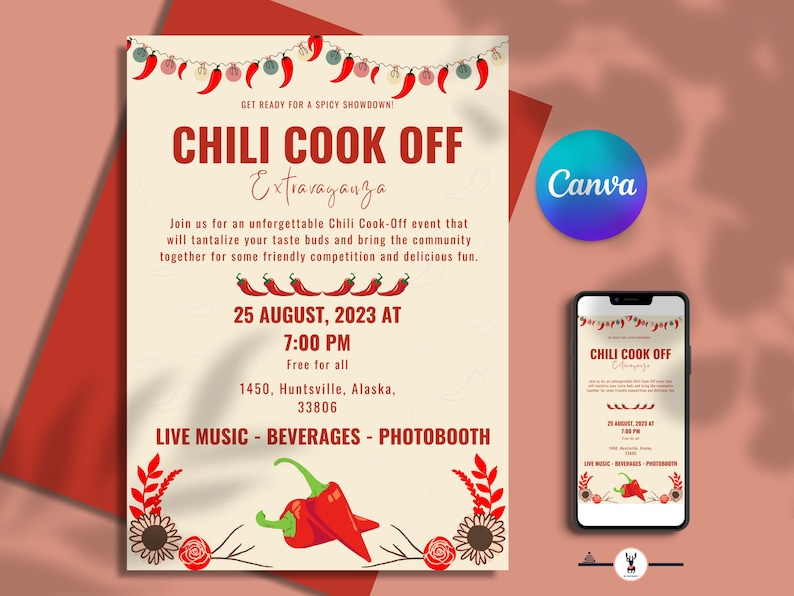 Chili Cook off Flyer Editable Template for Chili Competition | Canva ...