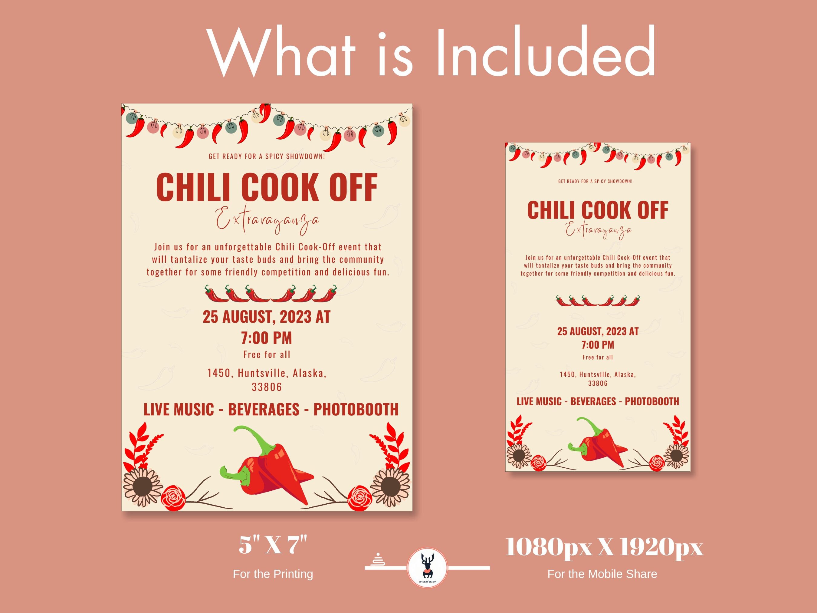 Chili Cook off Flyer Editable Template for Chili Competition | Canva ...