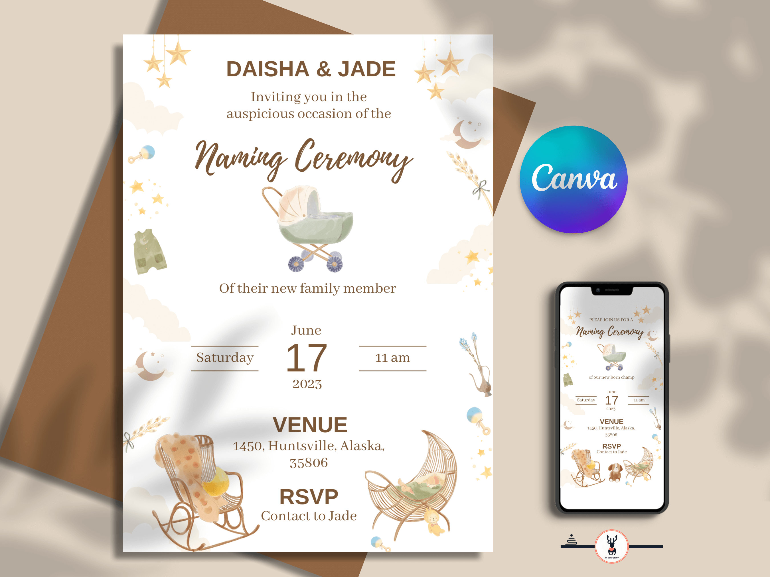 Editable Cradle Naming Invitation Template & Digital Cradle Invite ...