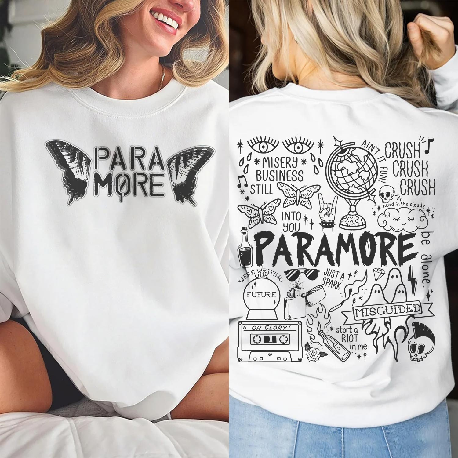 Paramore Doodle Art Shirt, 2 Side Vintage Paramore Album Lyric Merch ...