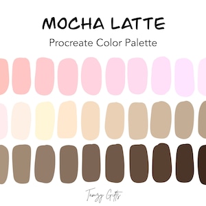 Procreate and Hex Code Color Palette Mocha Latte Gradient 30 Colors ...