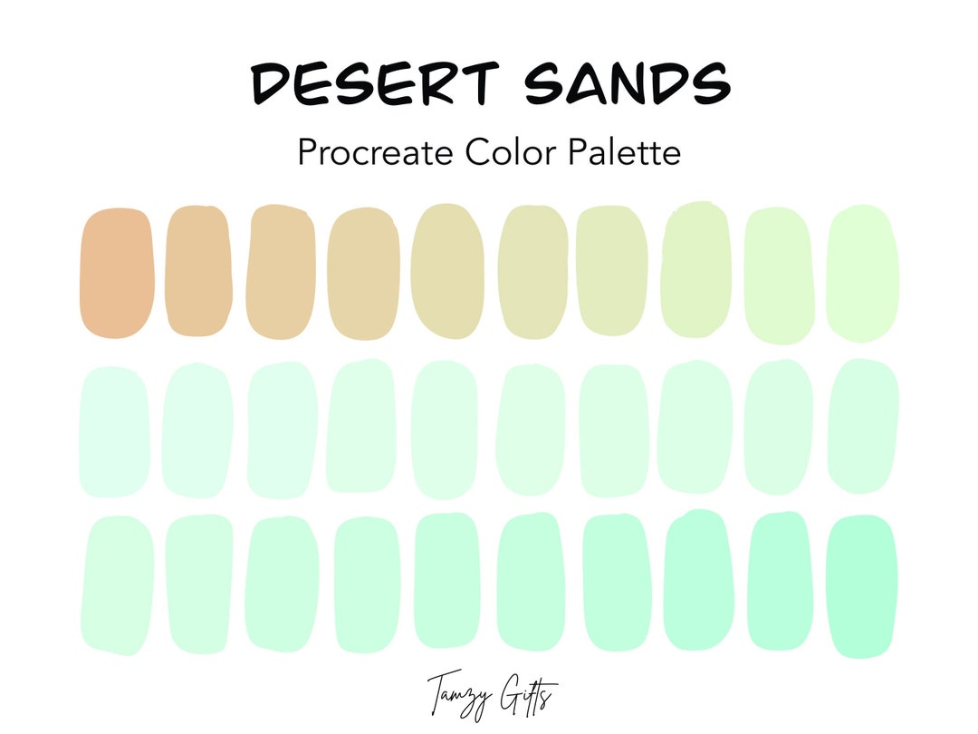 Procreate and Hex Code Color Palette - Desert Sands Gradient (30 Colors ...