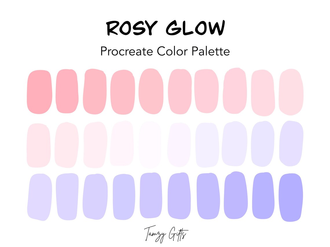 Procreate & Hex Code Color Palette - Rosy Glow Gradient (30 Colors ...