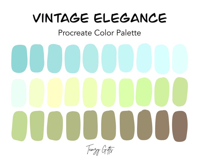 Procreate and Hex Code Color Palette Vintage Elegance Gradient 30 ...