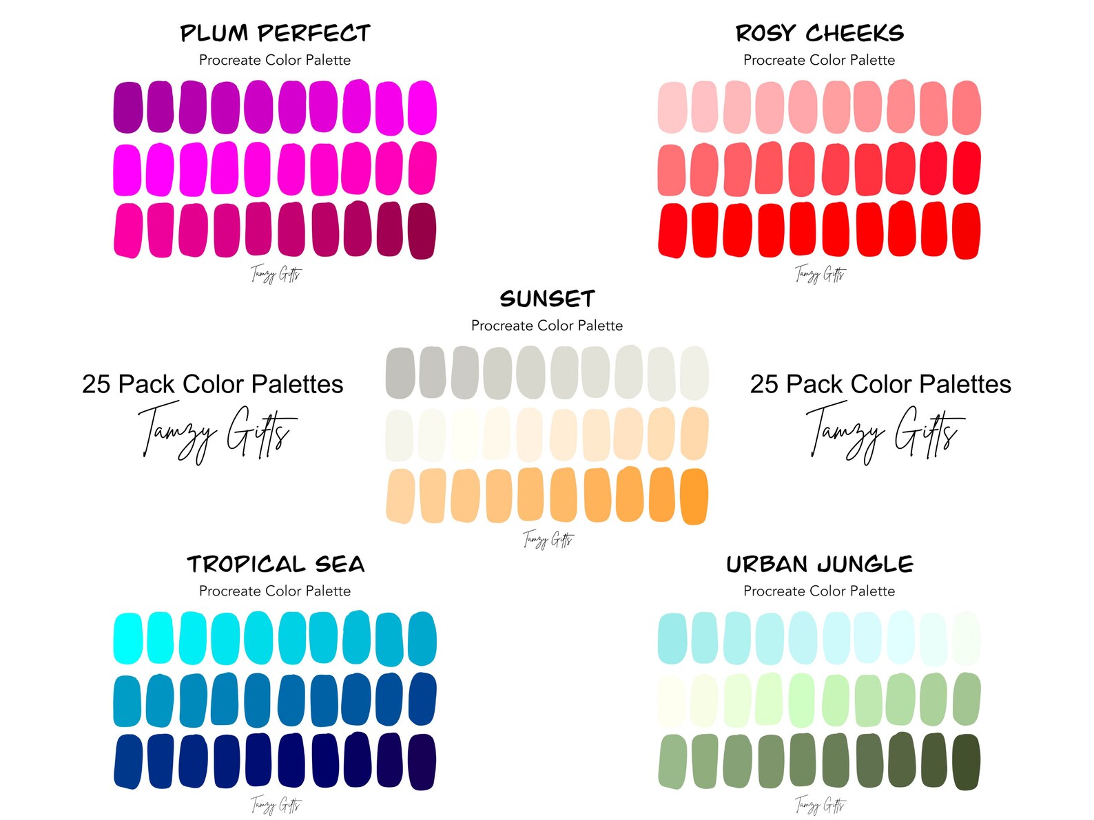 Procreate and Hex Code Color Palette - Ultimate 25 Pack Gradient ...