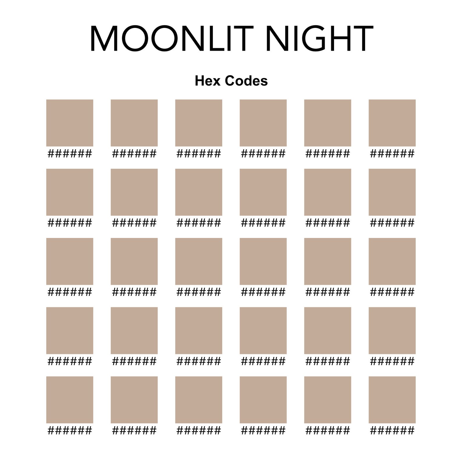 Procreate and Hex Code Color Palette - Moonlit Night Gradient (30 ...