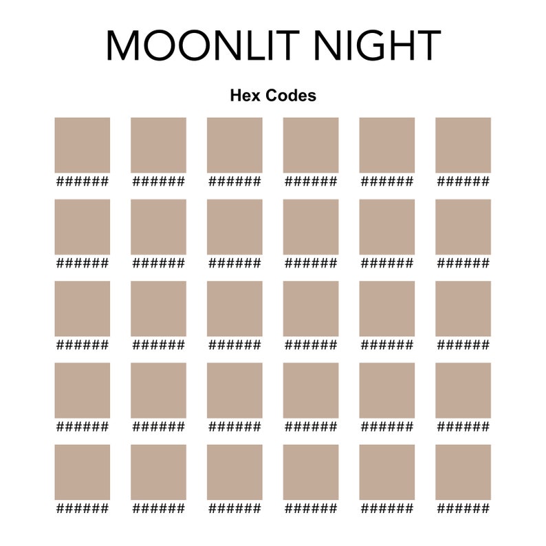 Procreate and Hex Code Color Palette - Moonlit Night Gradient (30 ...