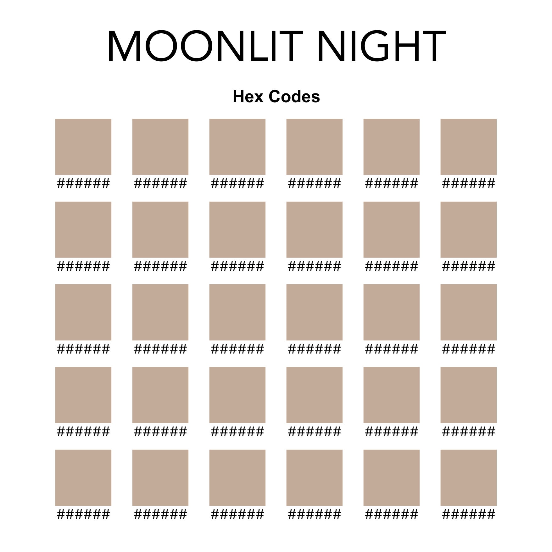 Procreate and Hex Code Color Palette - Moonlit Night Gradient (30 ...