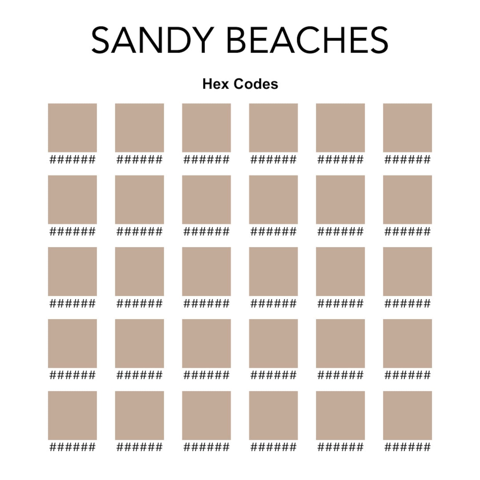 Procreate And Hex Code Color Palette Sandy Beaches Gradient 30 Colors