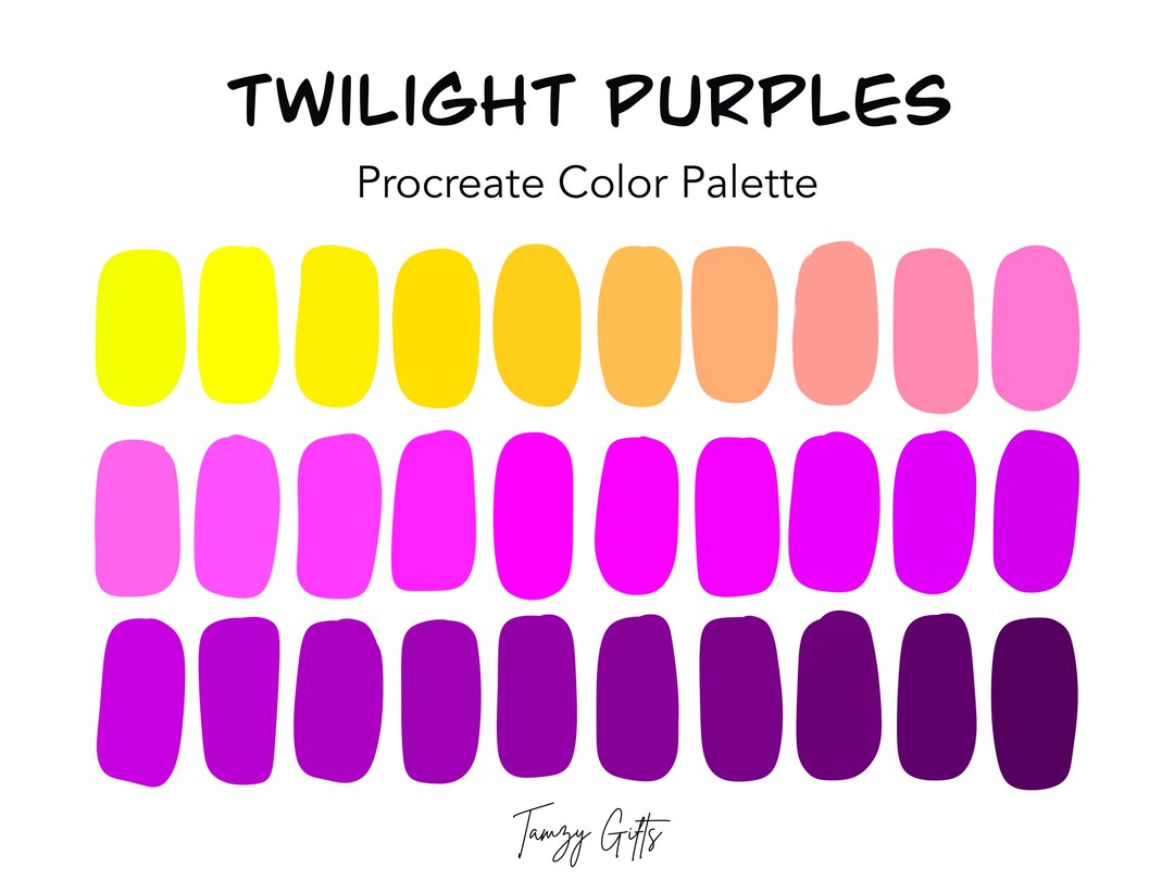 Procreate and Hex Code Color Palette - Twilight Purples Gradient (30 ...