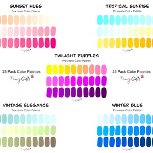 Procreate & Hex Code Color Palette Ultimate 25 Pack Gradient Palettes ...