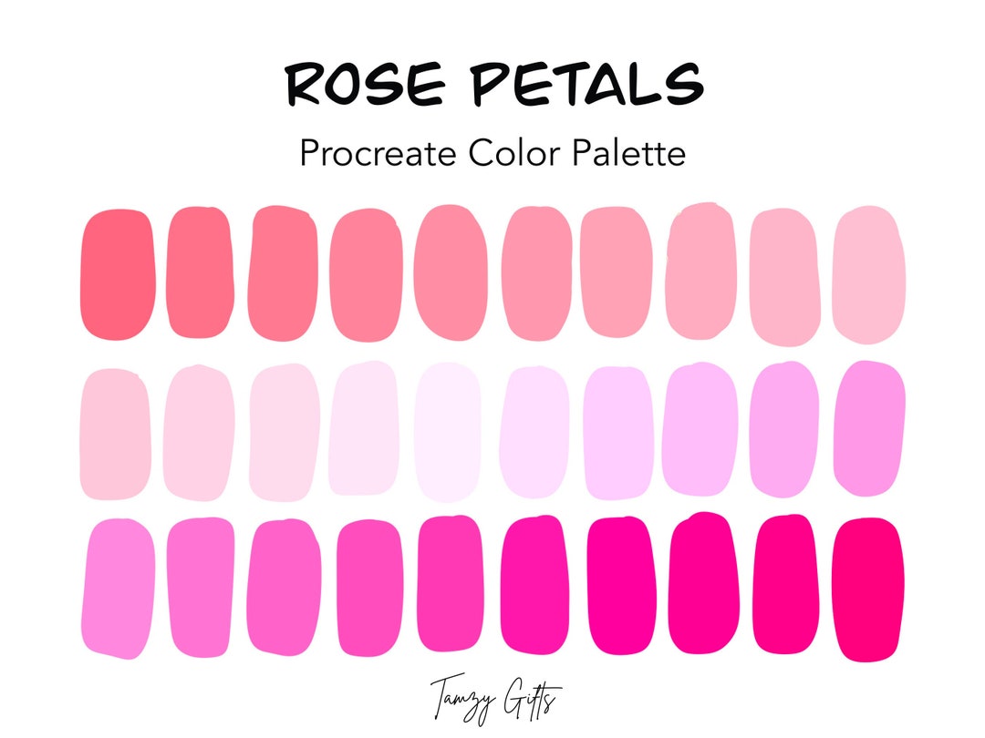 Procreate and Hex Code Color Palette - Rose Petals Gradient (30 Colors ...