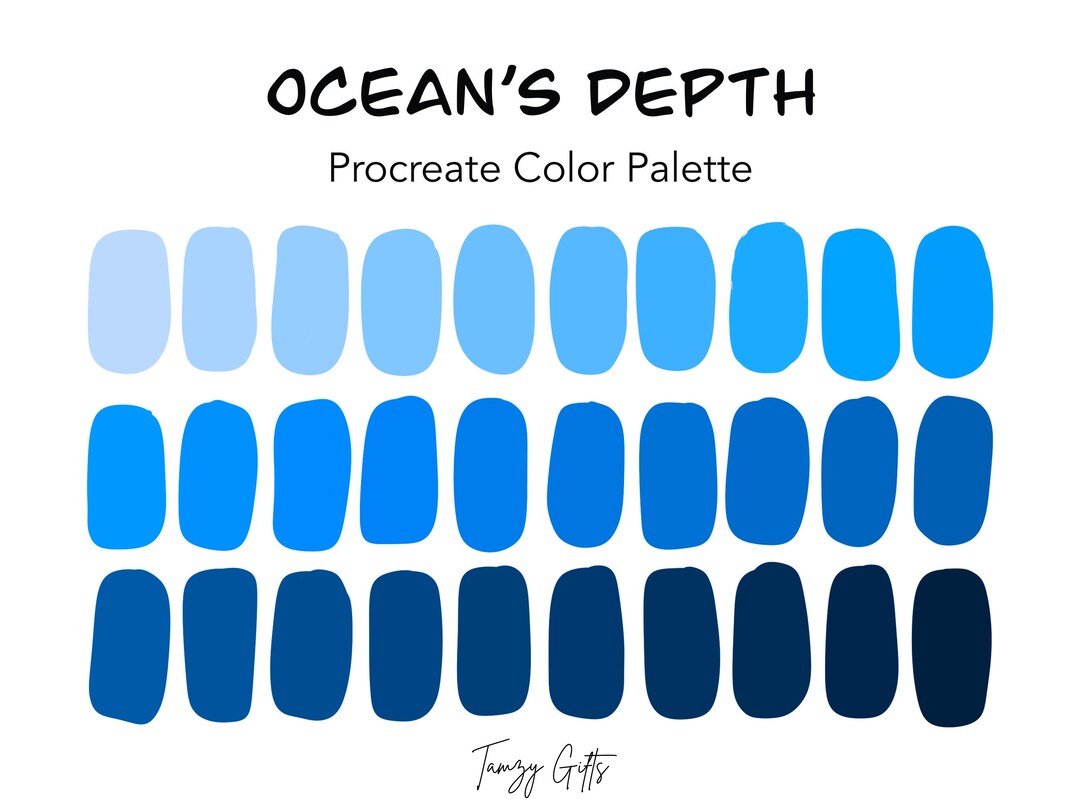 Procreate And Hex Code Color Palette Oceans Depth Gradient 30 Colors Procreate Tools