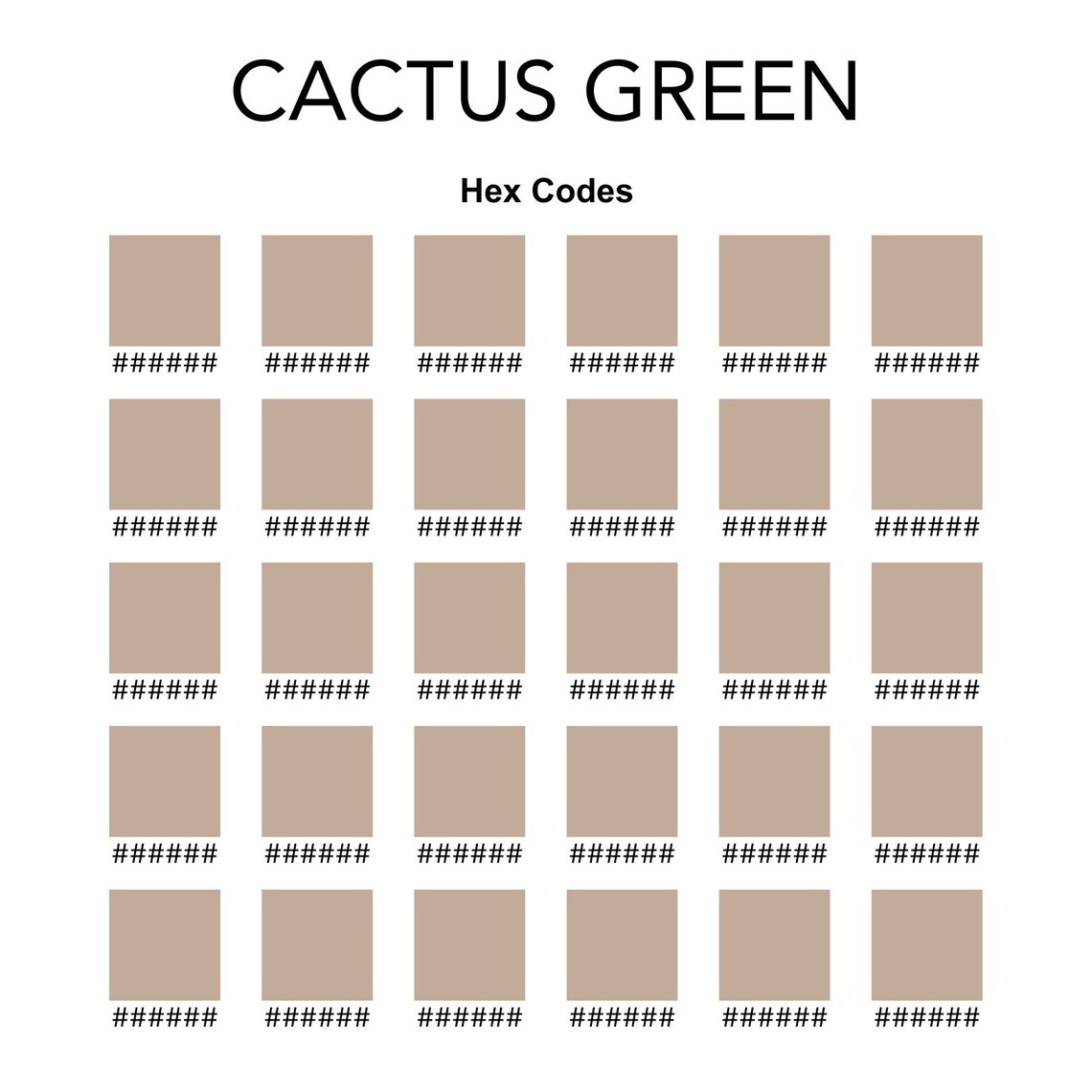 Procreate and Hex Codes Color Palette - Cactus Green Gradient (30 ...