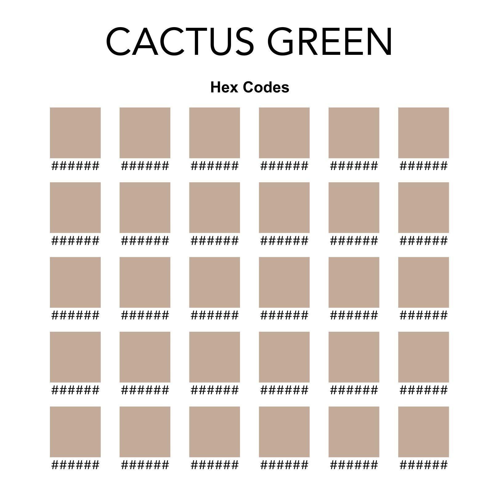 Procreate and Hex Codes Color Palette - Cactus Green Gradient (30 ...