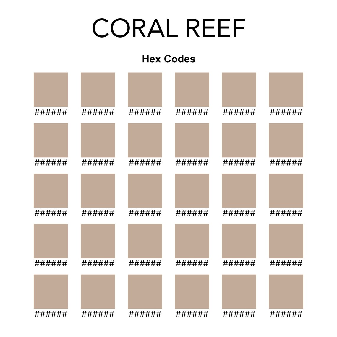 Procreate and Hex Code Color Palette - Coral Reef Gradient (30 Colors ...