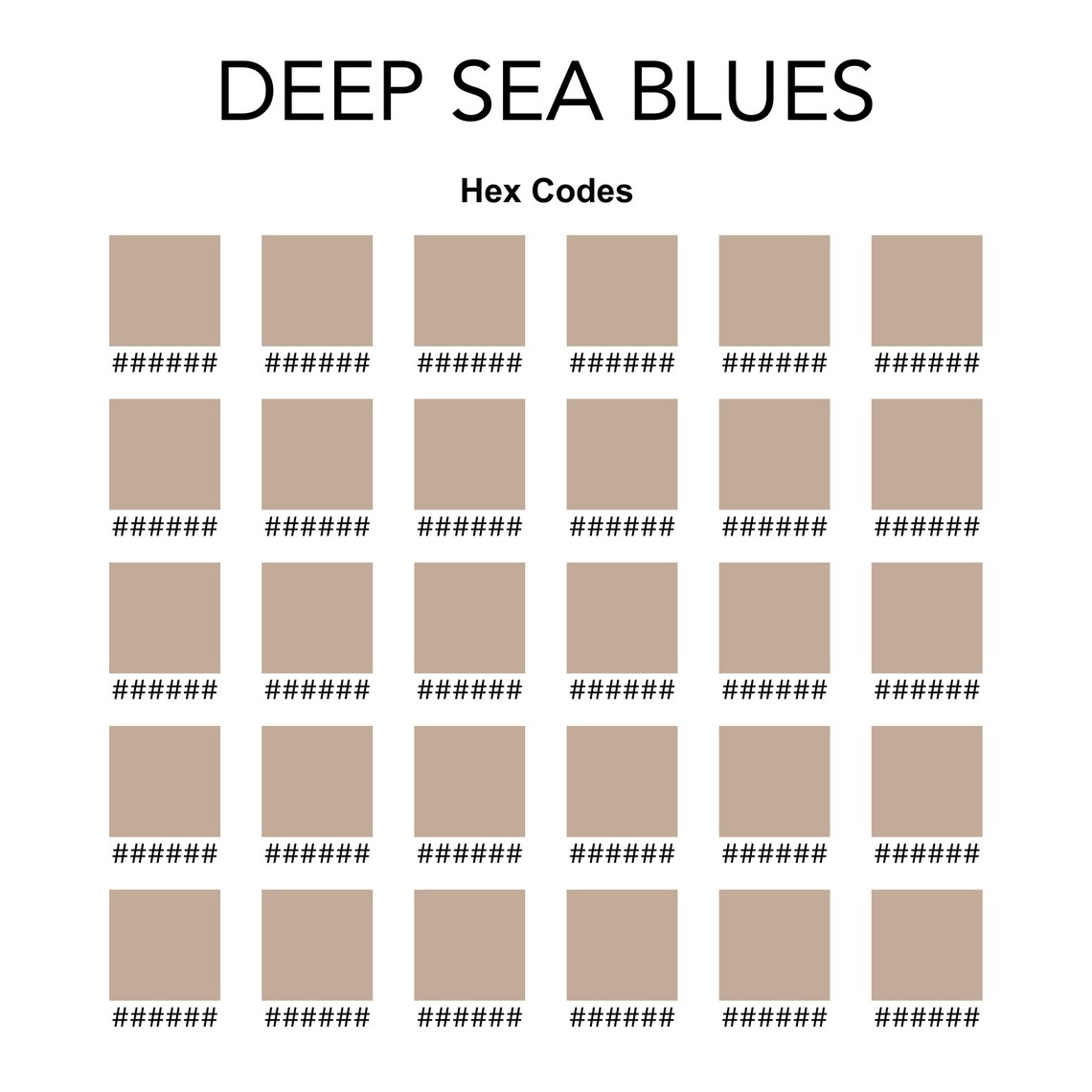 Procreate and Hex Code Color Palette - Deep Sea Blues Gradient (30 ...