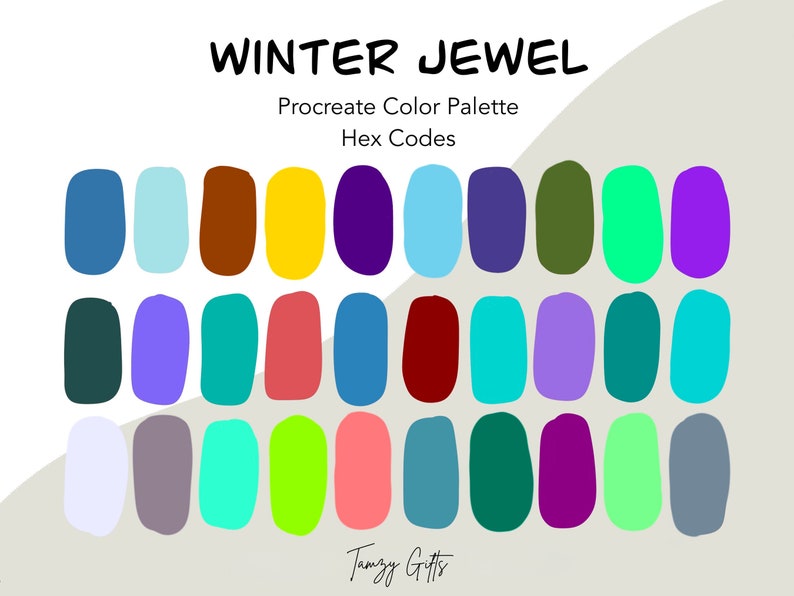 Procreate and Hex Code Color Palette Winter Jewel Procreate Tools ...