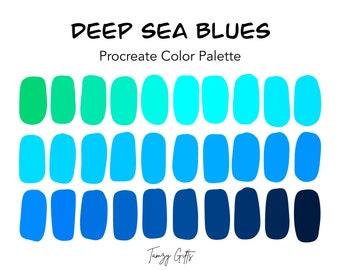 Procreate and Hex Code Color Palette - Ocean Breeze Gradient (30 Colors ...