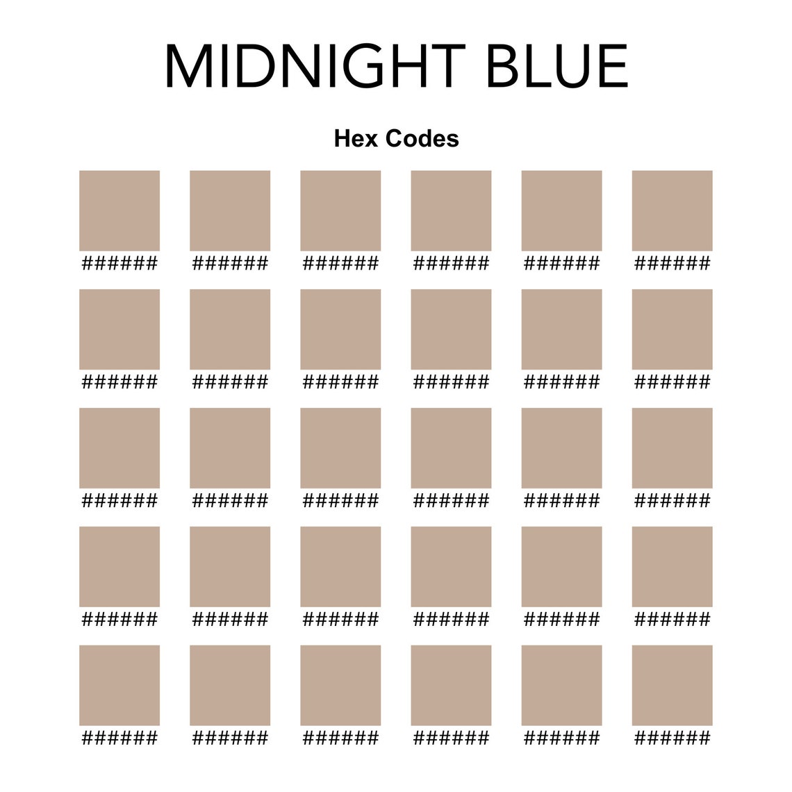 Procreate and Hex Code Color Palette - Midnight Blue Gradient (30 ...