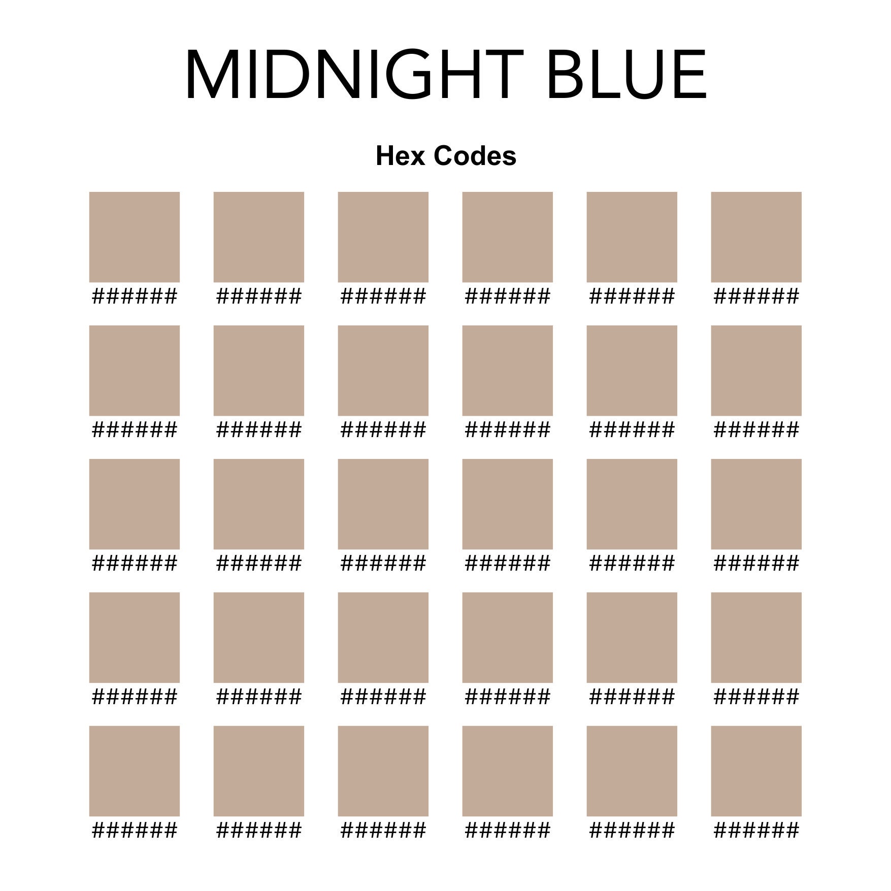 Procreate and Hex Code Color Palette - Midnight Blue Gradient (30 ...