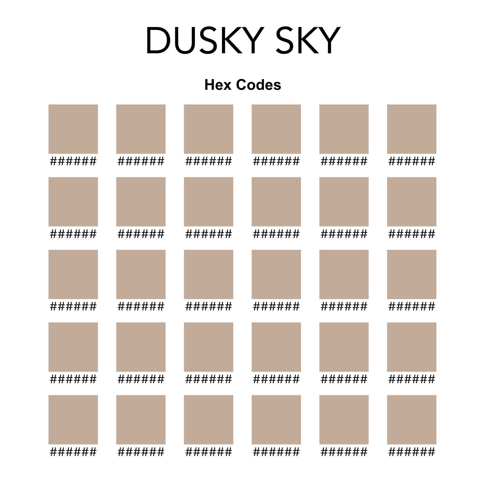 Procreate and Hex Code Color Palette - Dusky Sky Gradient (30 Colors ...