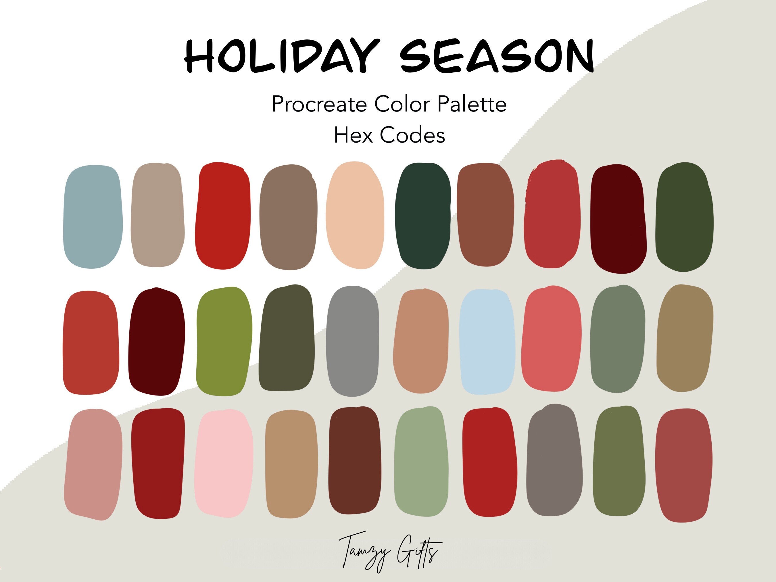 Procreate Color Palette and Hex Code Color Palette - Holiday Season ...