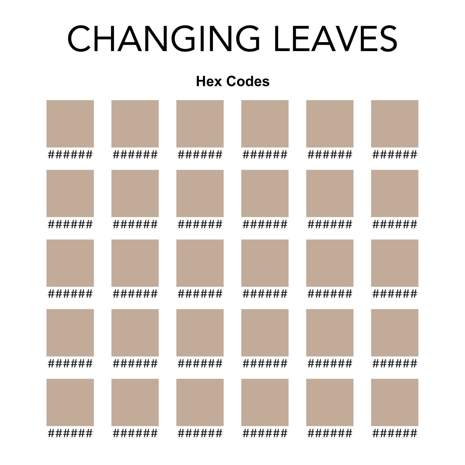 Procreate and Hex Code Color Palette - Changing Leaves Gradient (30 ...