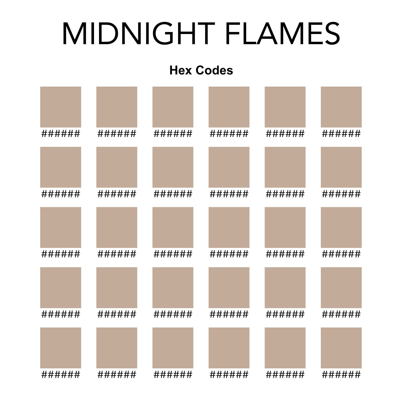 Procreate and Hex Code Color Palette Midnight Flames Gradient 30 Colors ...