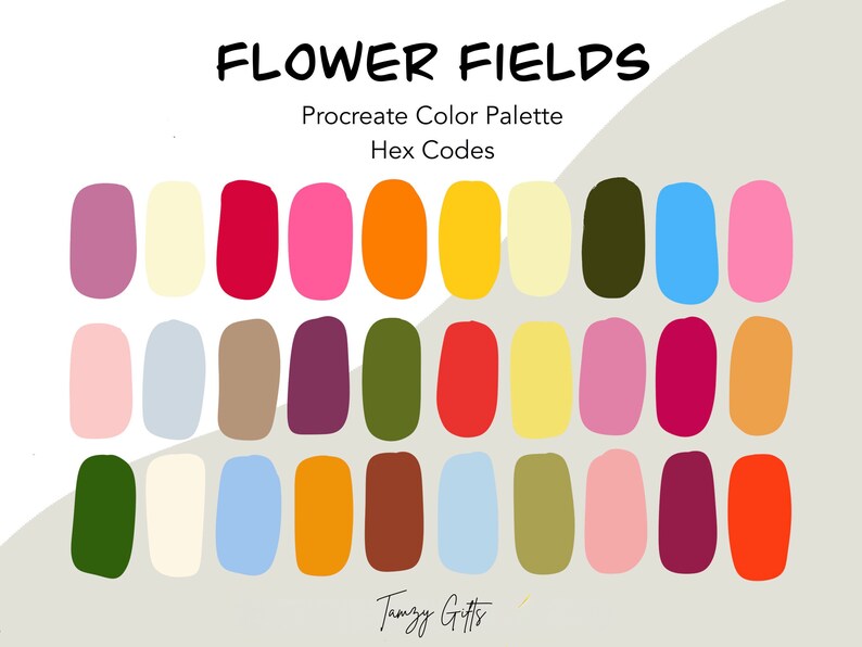 Procreate and Hex Code Color Palette - Flower Fields | Procreate Tools ...