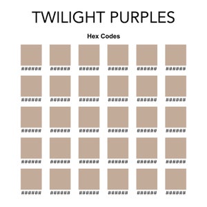 Procreate and Hex Code Color Palette - Twilight Purples Gradient (30 ...