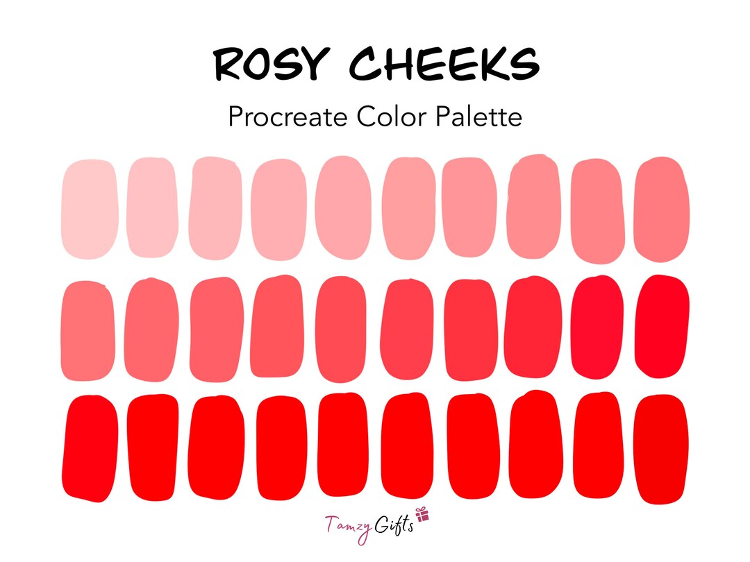 Procreate and Hex Code Color Palette Rosy Cheeks Gradient 30 Colors ...