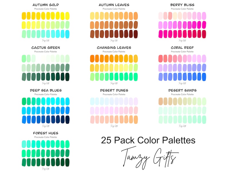 Procreate and Hex Code Color Palette - Ultimate 25 Pack Gradient ...