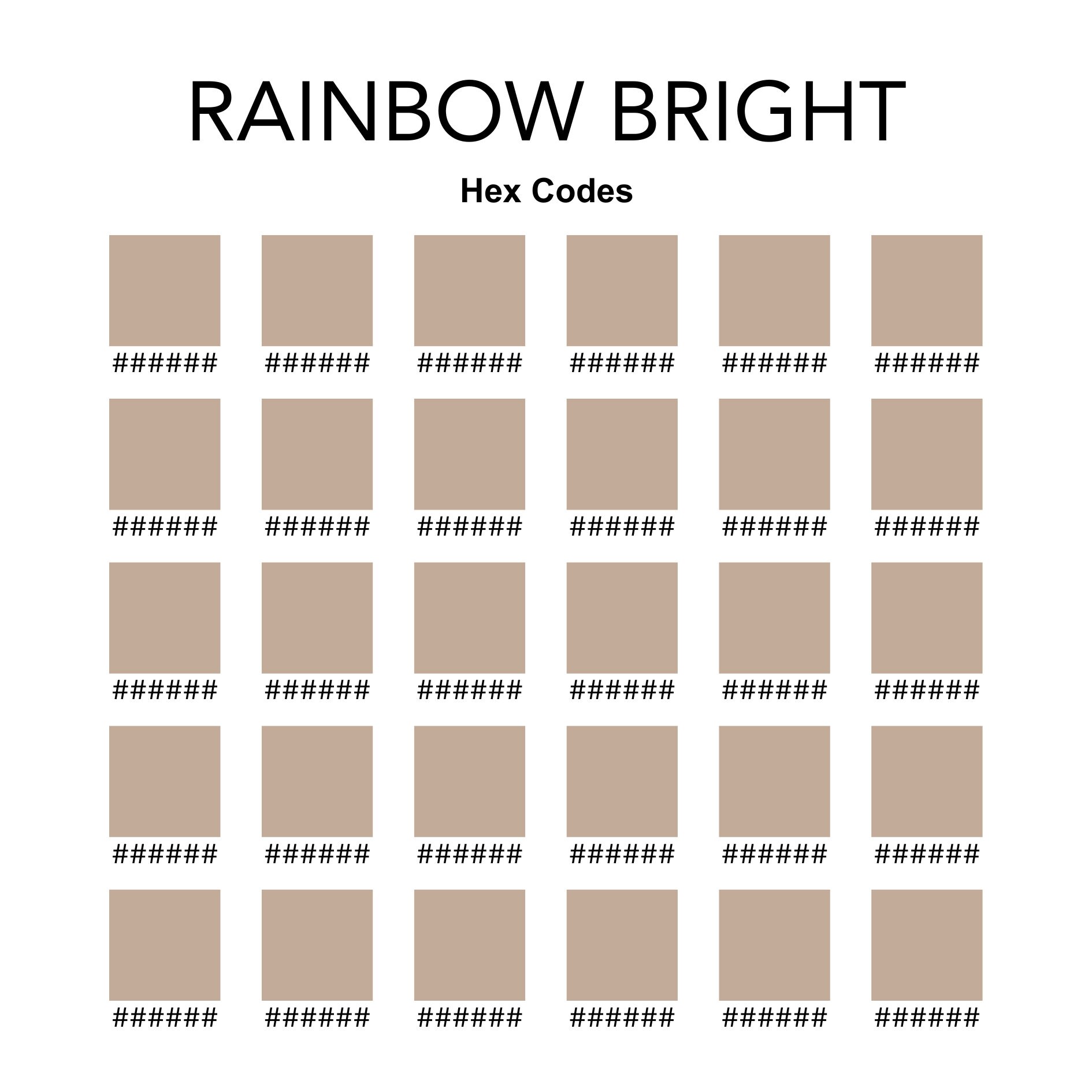 Procreate Color Palette and Hex Code Color Palette - Rainbow Bright ...