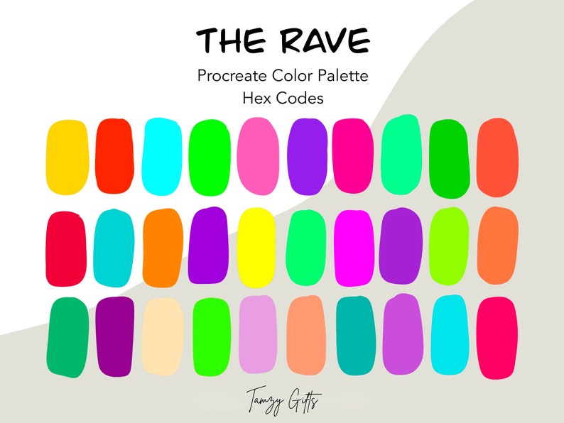 Procreate and Hex Code Color Palette - the Rave | Procreate Tools ...