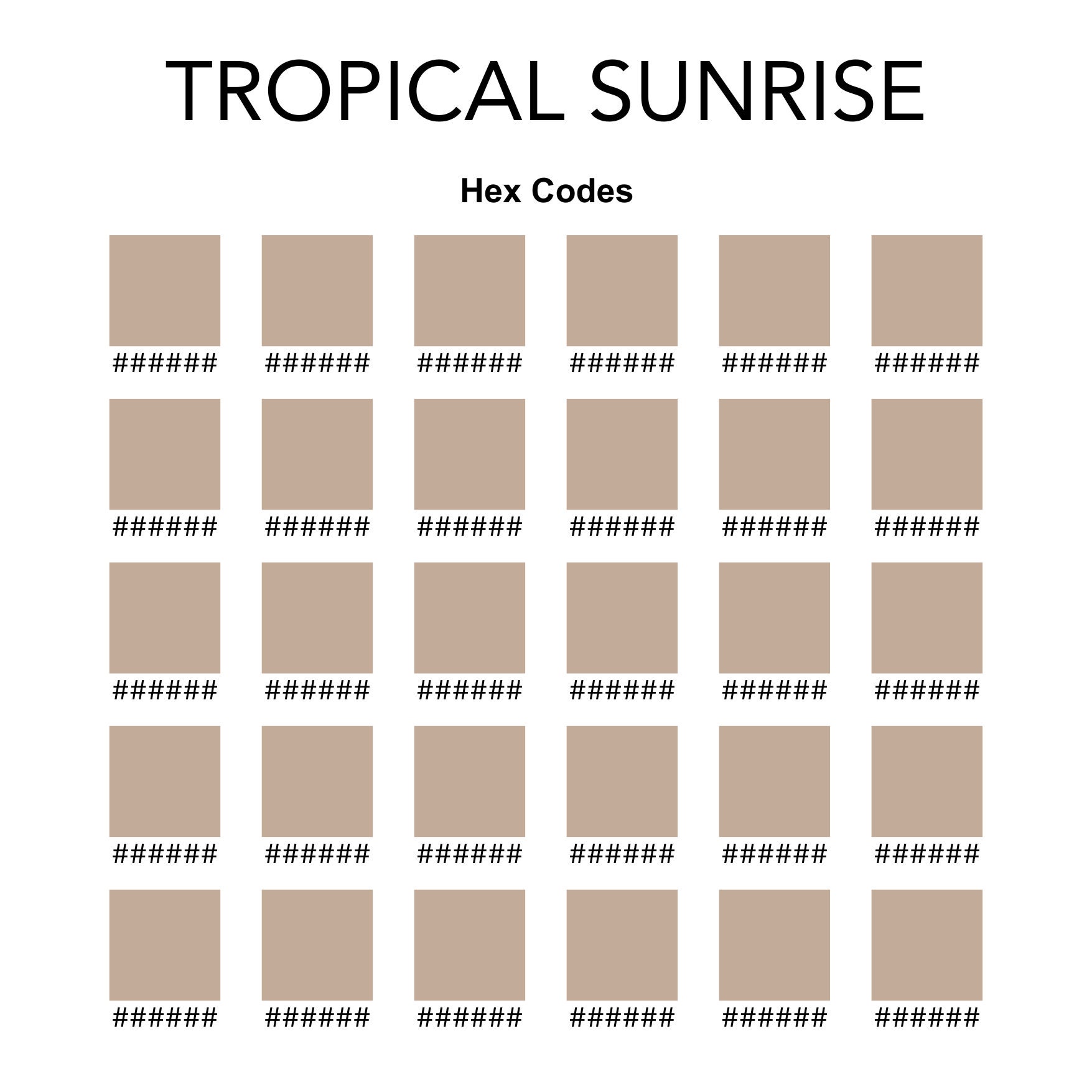 Procreate and Hex Code Color Palette - Tropical Sunrise Gradient (30 ...