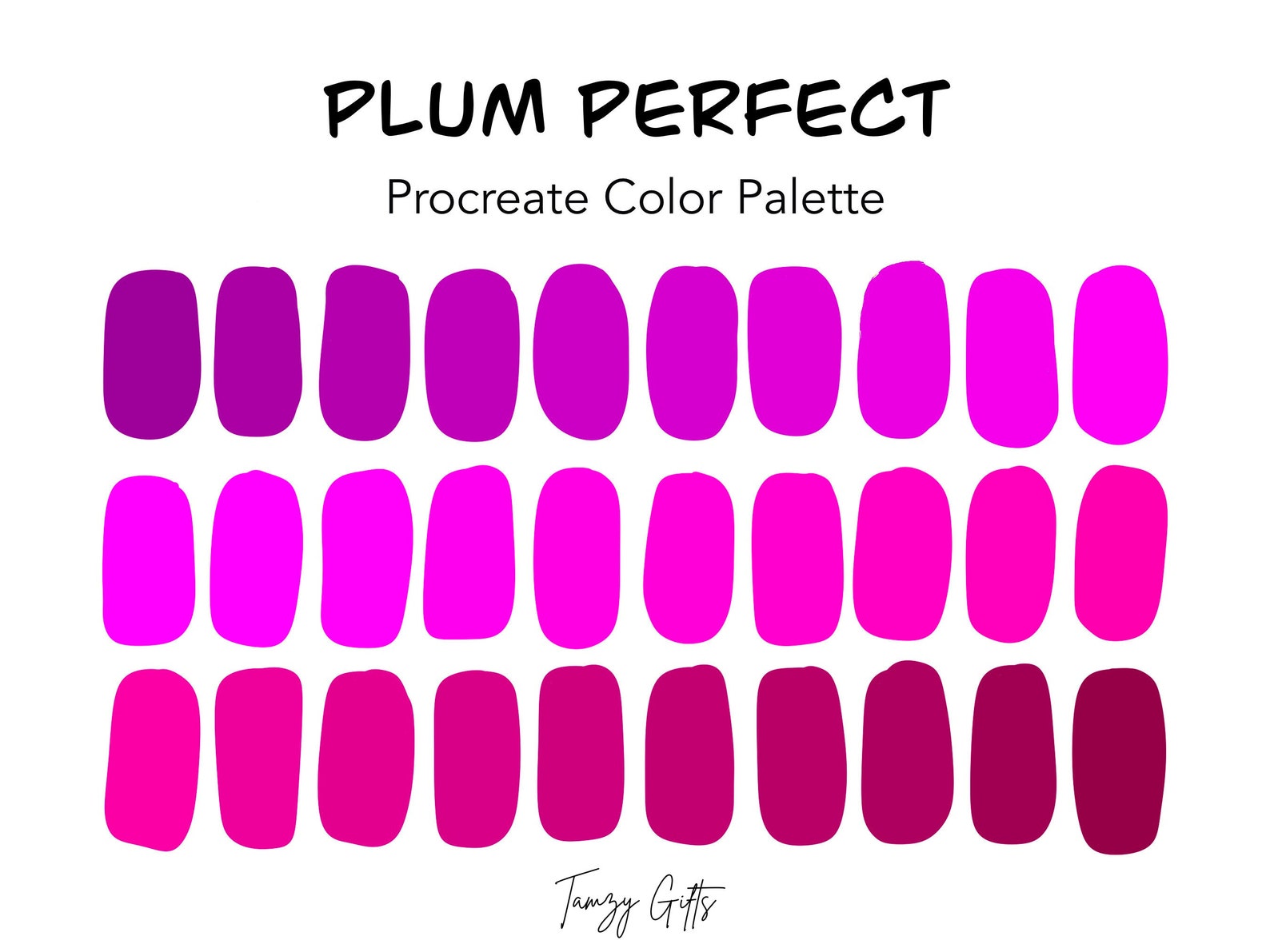 Procreate and Hex Code Color Palette - Plum Perfect Gradient (30 Colors ...