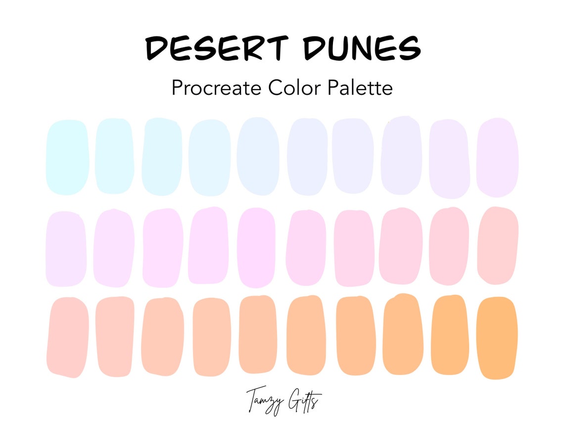 Procreate and Hex Code Color Palette - Desert Dunes Gradient (30 Colors ...