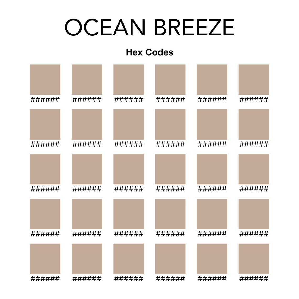 Procreate and Hex Code Color Palette - Ocean Breeze Gradient (30 Colors ...