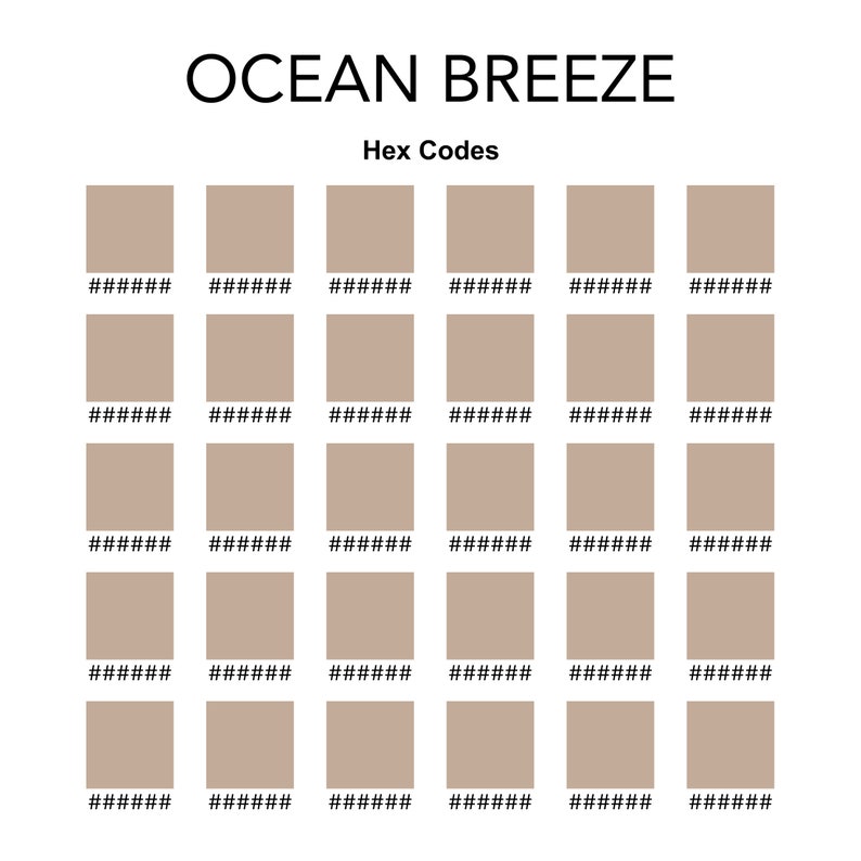 Procreate and Hex Code Color Palette - Ocean Breeze Gradient (30 Colors ...